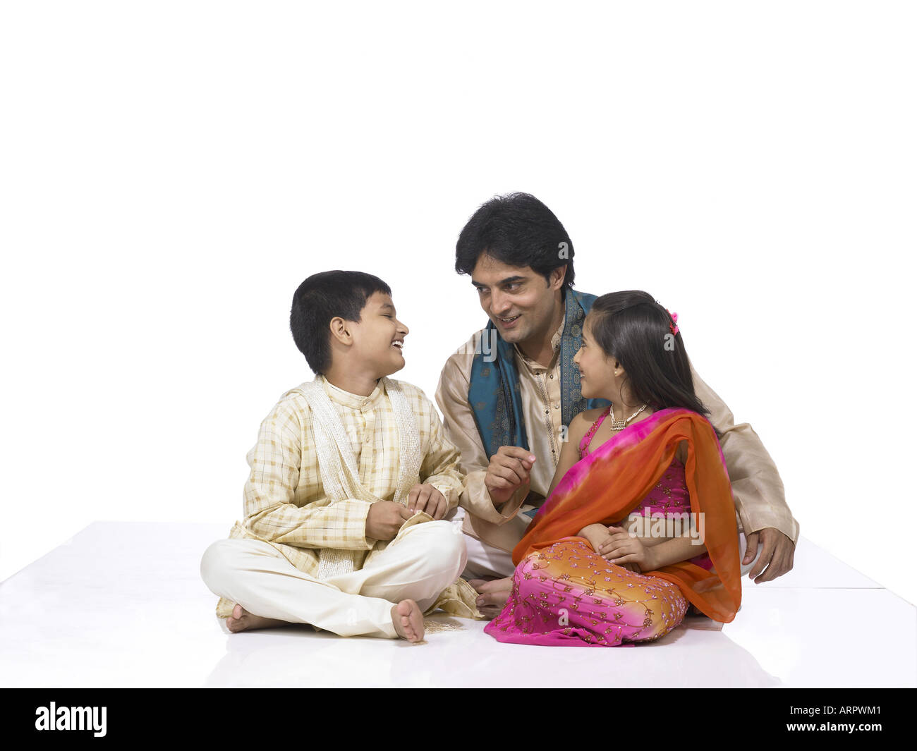 VDA200181 South Asian Indian father with son and daughter Stock Photo ...