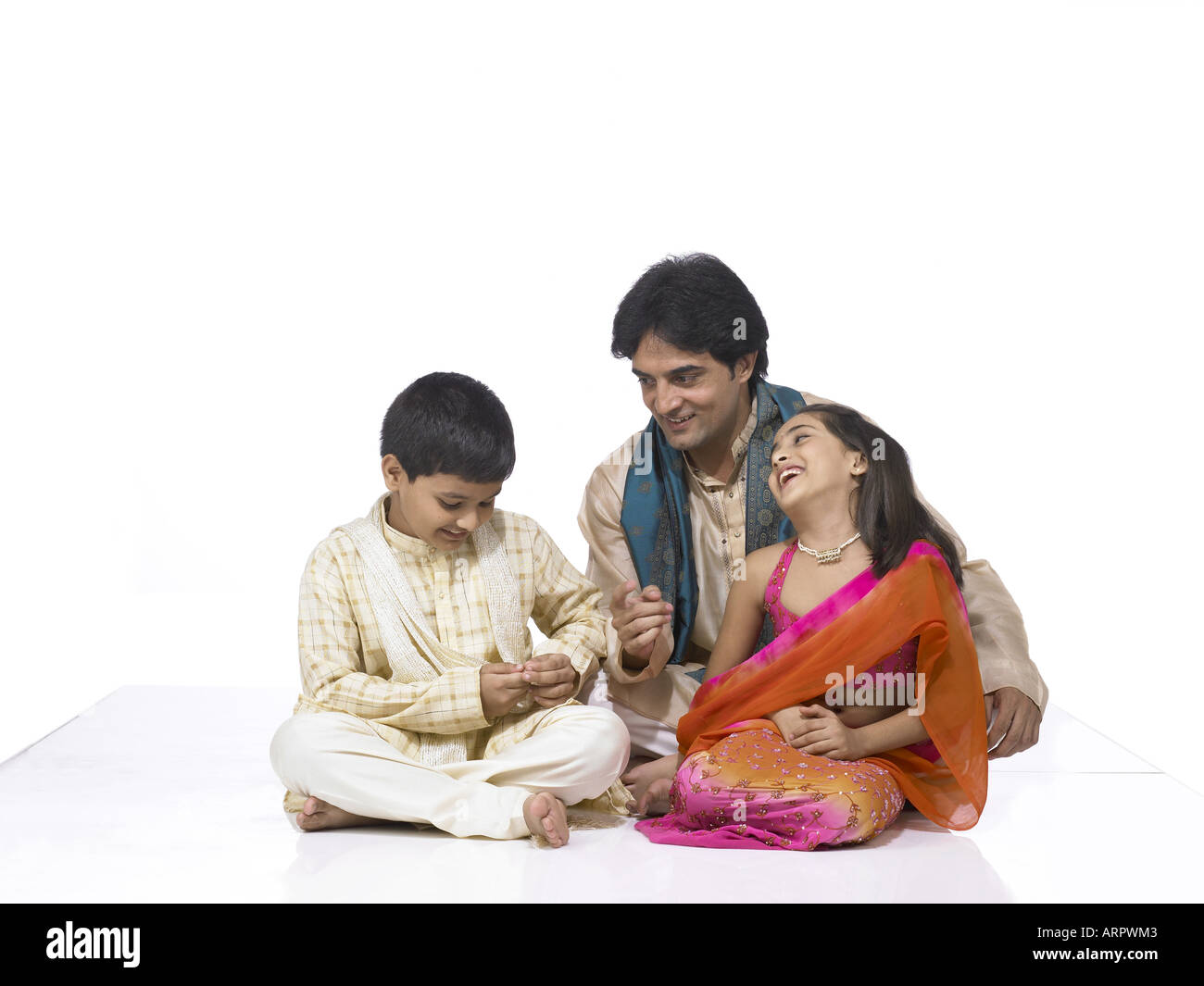 VDA200182 South Asian Indian father with son and daughter Stock Photo ...
