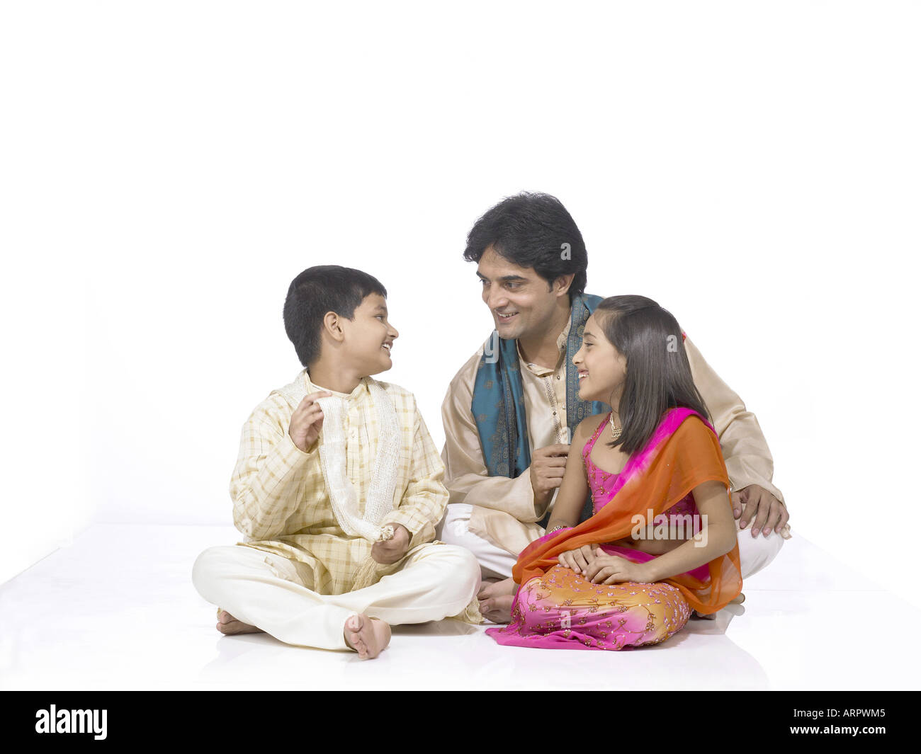 VDA200183 South Asian Indian father with son and daughter Stock Photo ...
