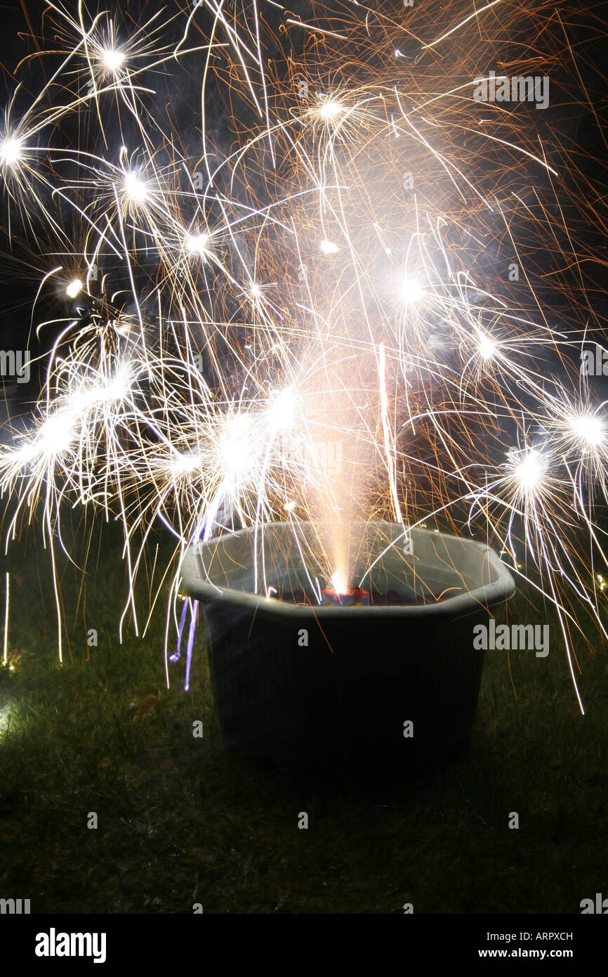 fireworks display in garden Stock Photo - Alamy