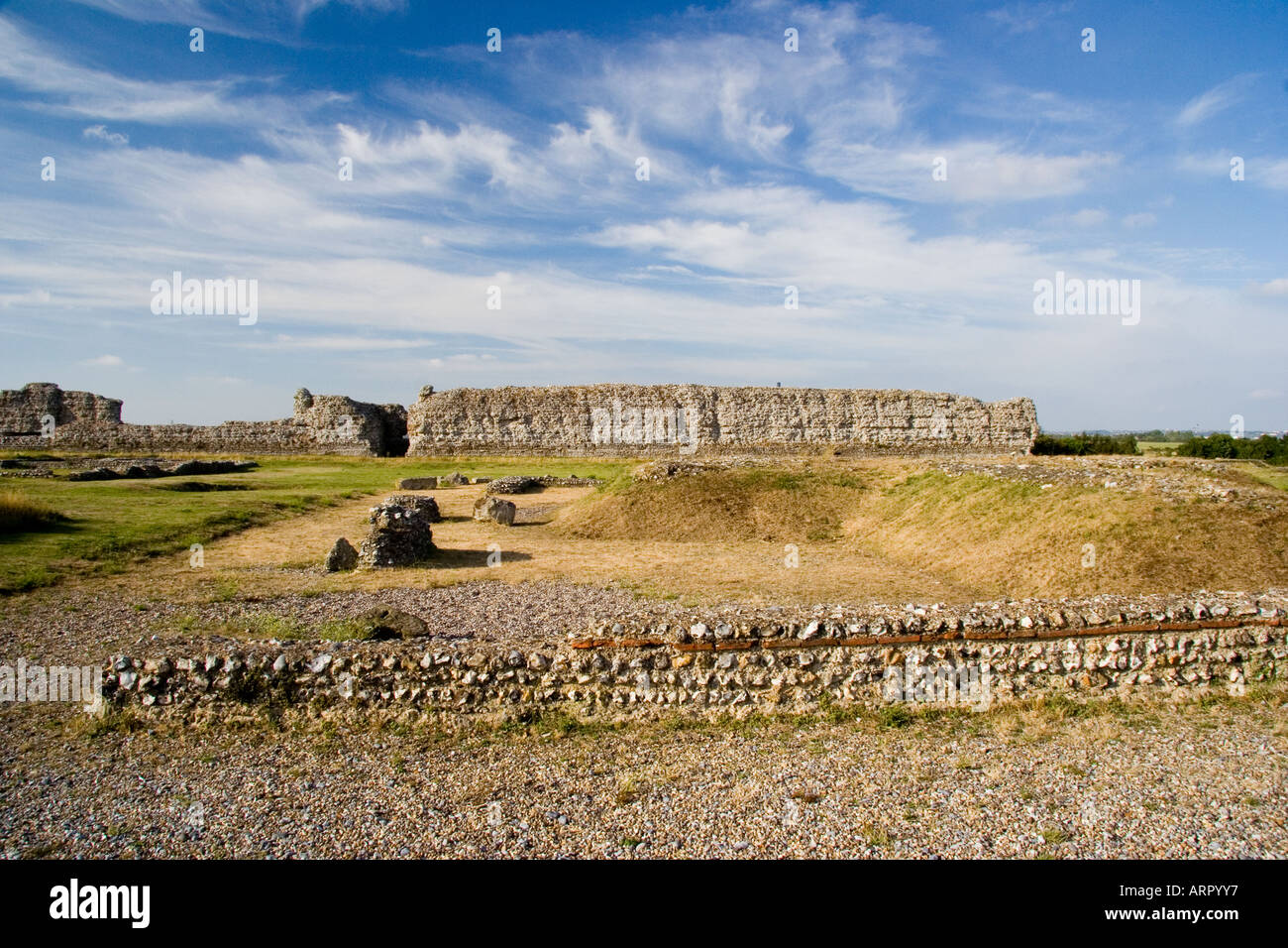 The Roman ruins at Richborough, England. A 4th century Saxon Shore fort ...