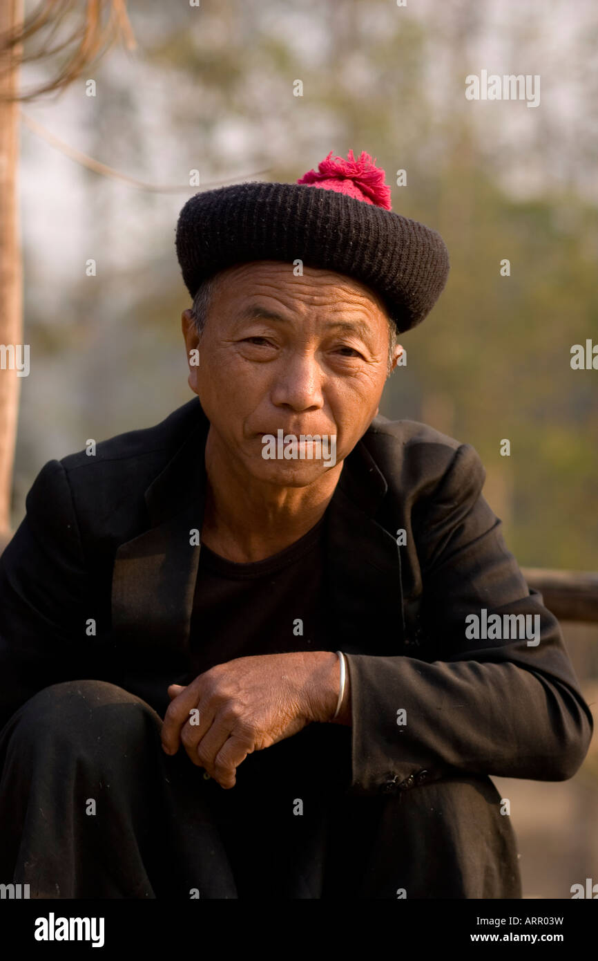 Portrait of an Akha man near Muang Long Laos Stock Photo - Alamy
