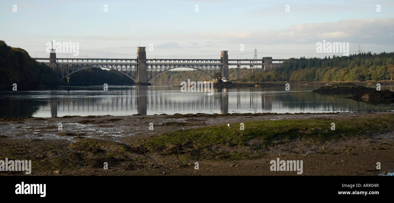 Britannia Bridge Menai Strait Anglesey North Wales Stock Photo - Alamy