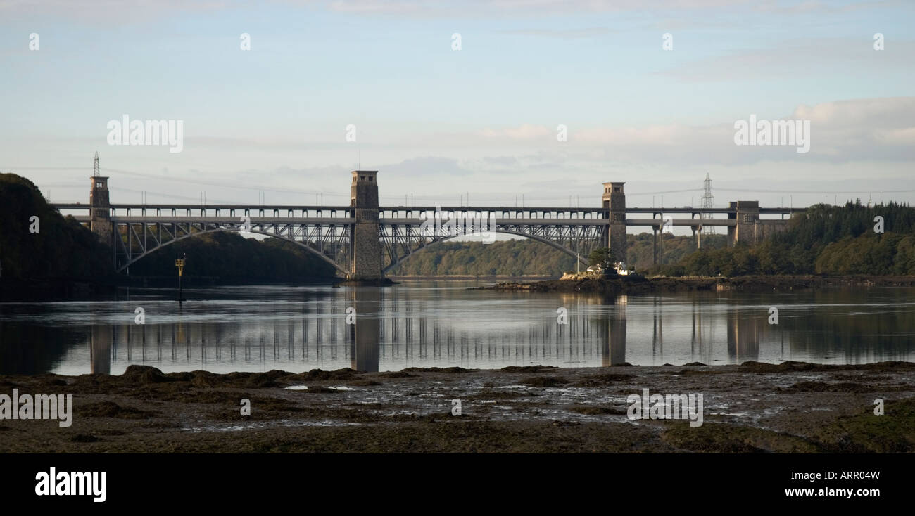 Britannia Bridge Menai Strait Anglesey North Wales Stock Photo - Alamy