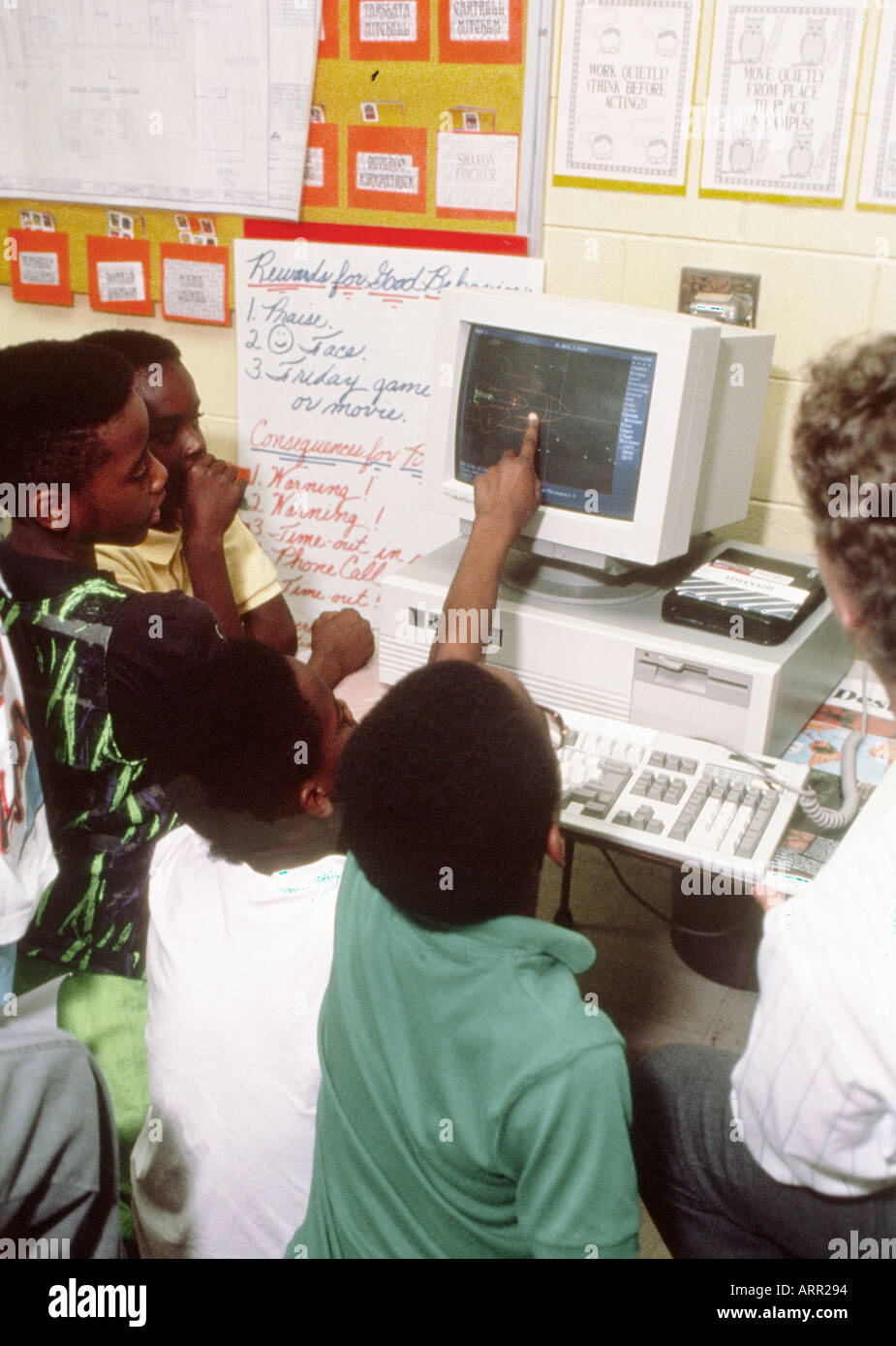 USA NORTH CAROLINA African American boys in remedial class watch as ...