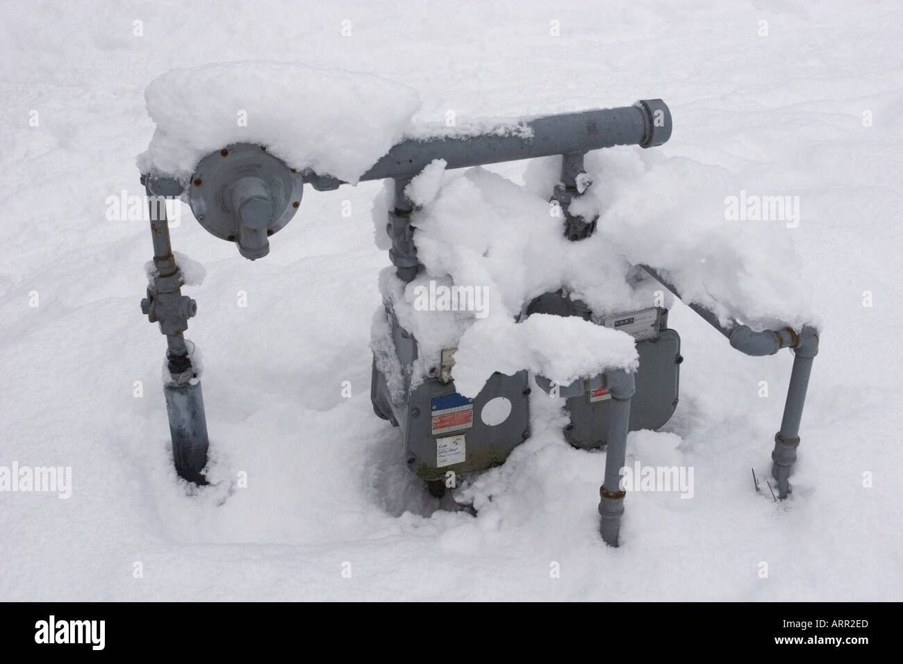 Utility meters covered in snow after winter storm Nanaimo Vancouver ...