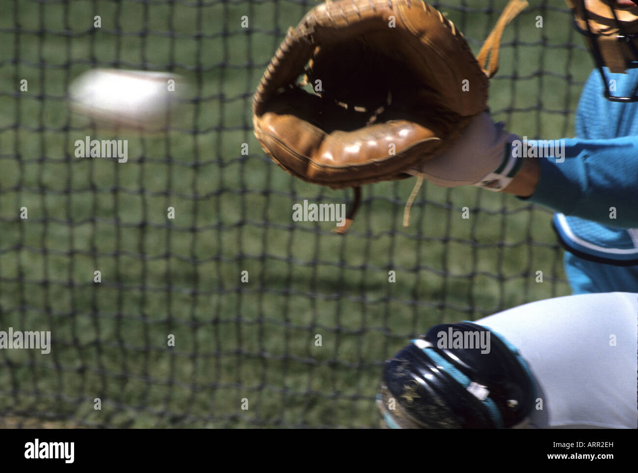 Detail of baseball and catchers mitt Stock Photo - Alamy