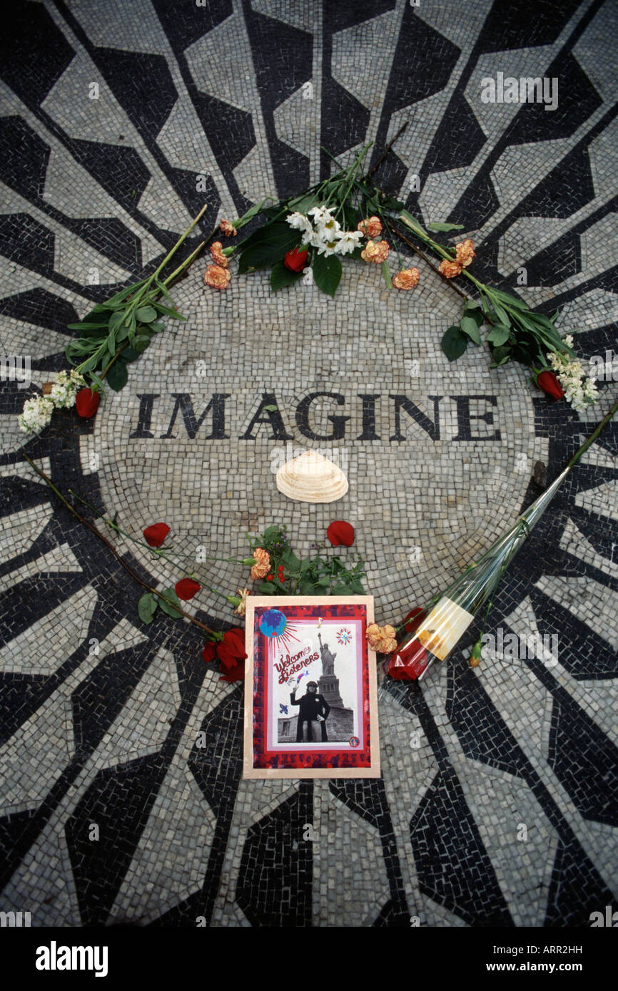 New York. USA. Strawberry Fields Central Park Imagine mosaic memorial ...