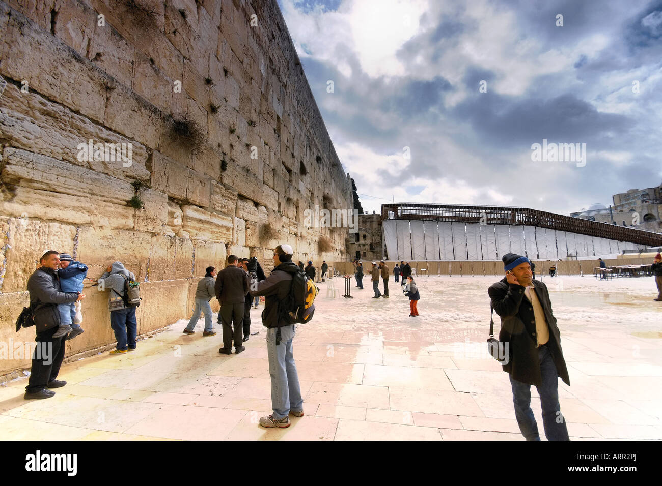 Jerusalem, Israel. People praying at the Western Wall. one person ...