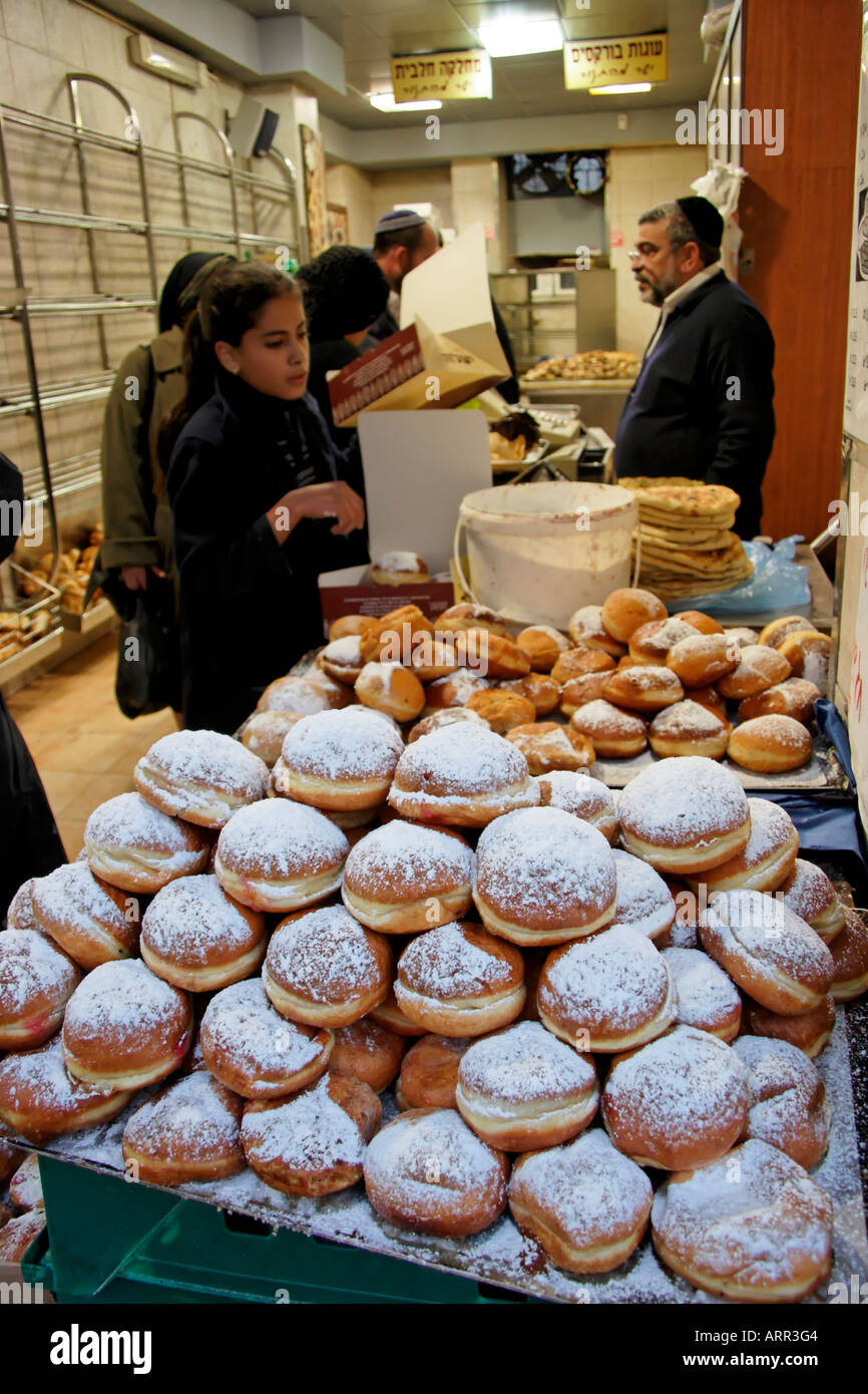 Israel Jerusalem Hanukkah donuts Sufganiot at the Jewish Orthodox Me a ...
