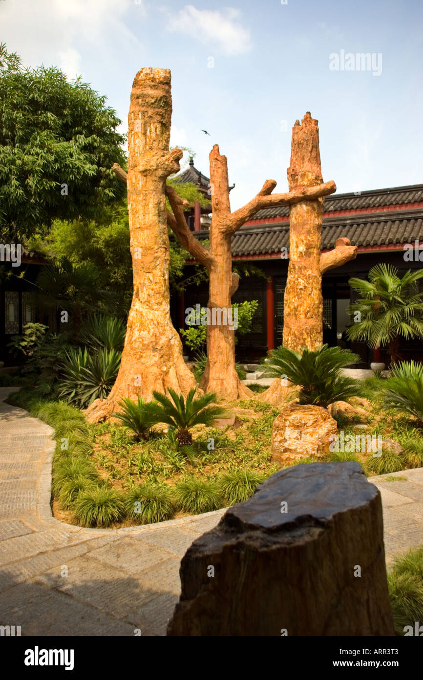 Tree sculptures in a Chinese Garden, Wuhan Stock Photo - Alamy