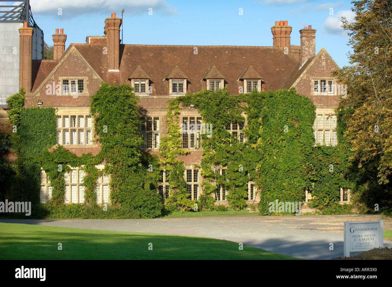 The Glyndebourne Opera House in East Sussex in the late afternoon ...