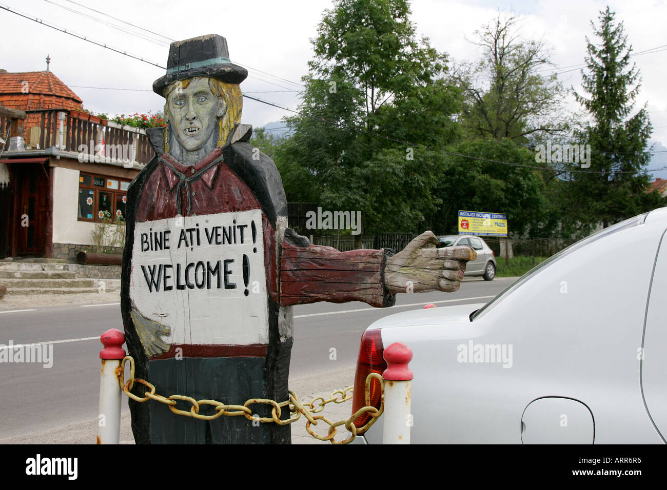 Welcome car park Castle Bran near Brasov vampire infamous Dracula in ...