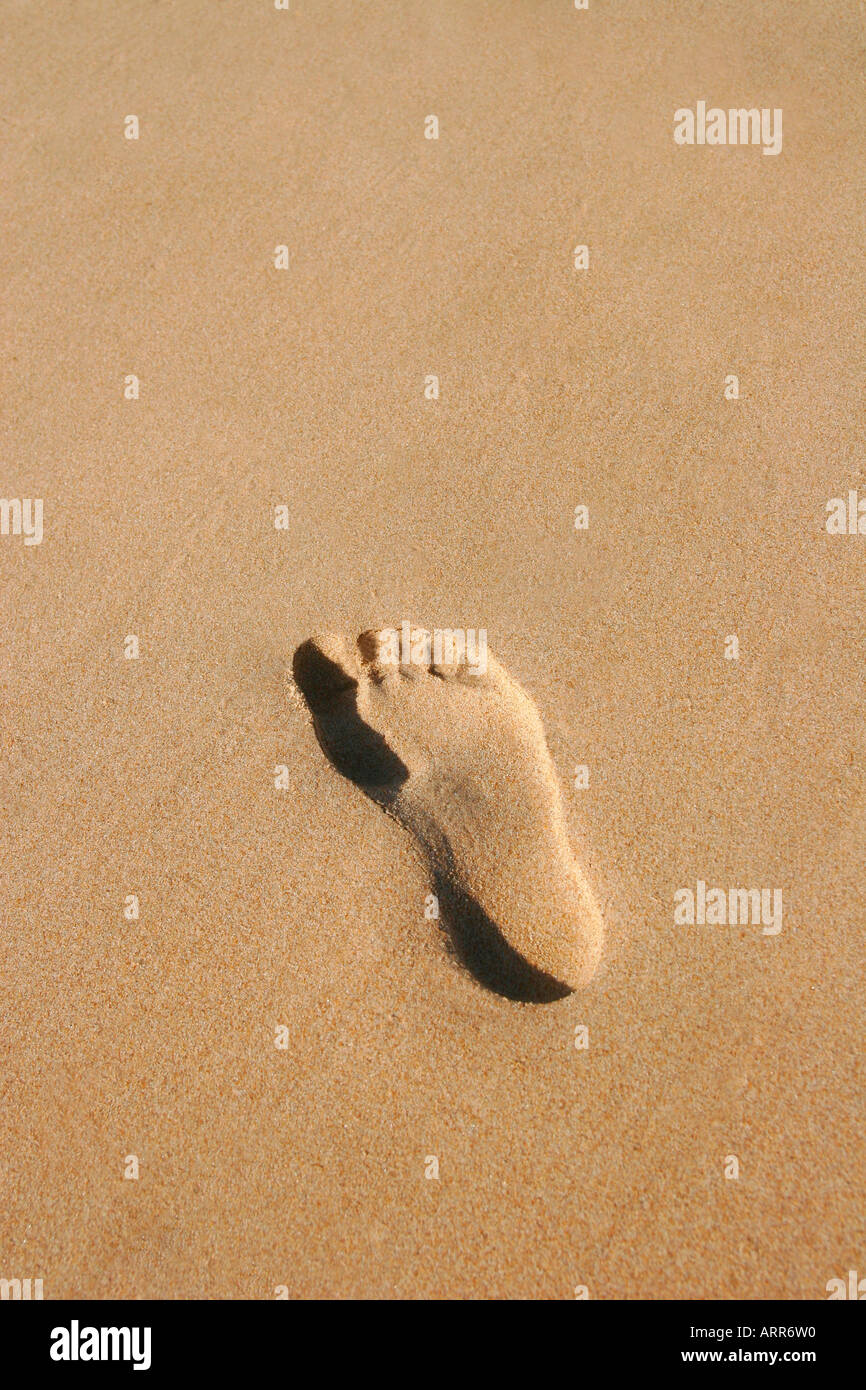 perfect sand footmarks in beach Stock Photo - Alamy