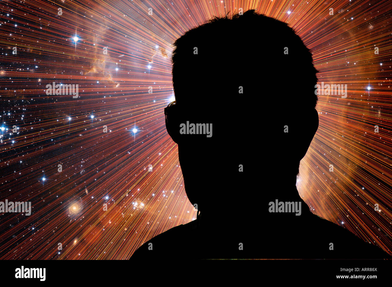 scientist studying outer space explosion image Stock Photo - Alamy