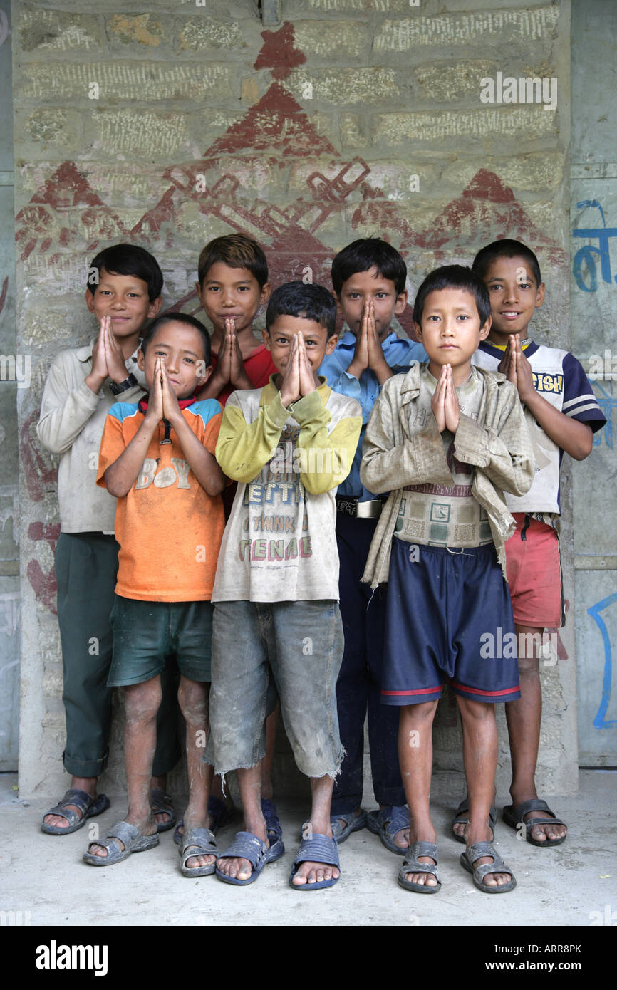 Seven Nepalese school boys Stock Photo - Alamy