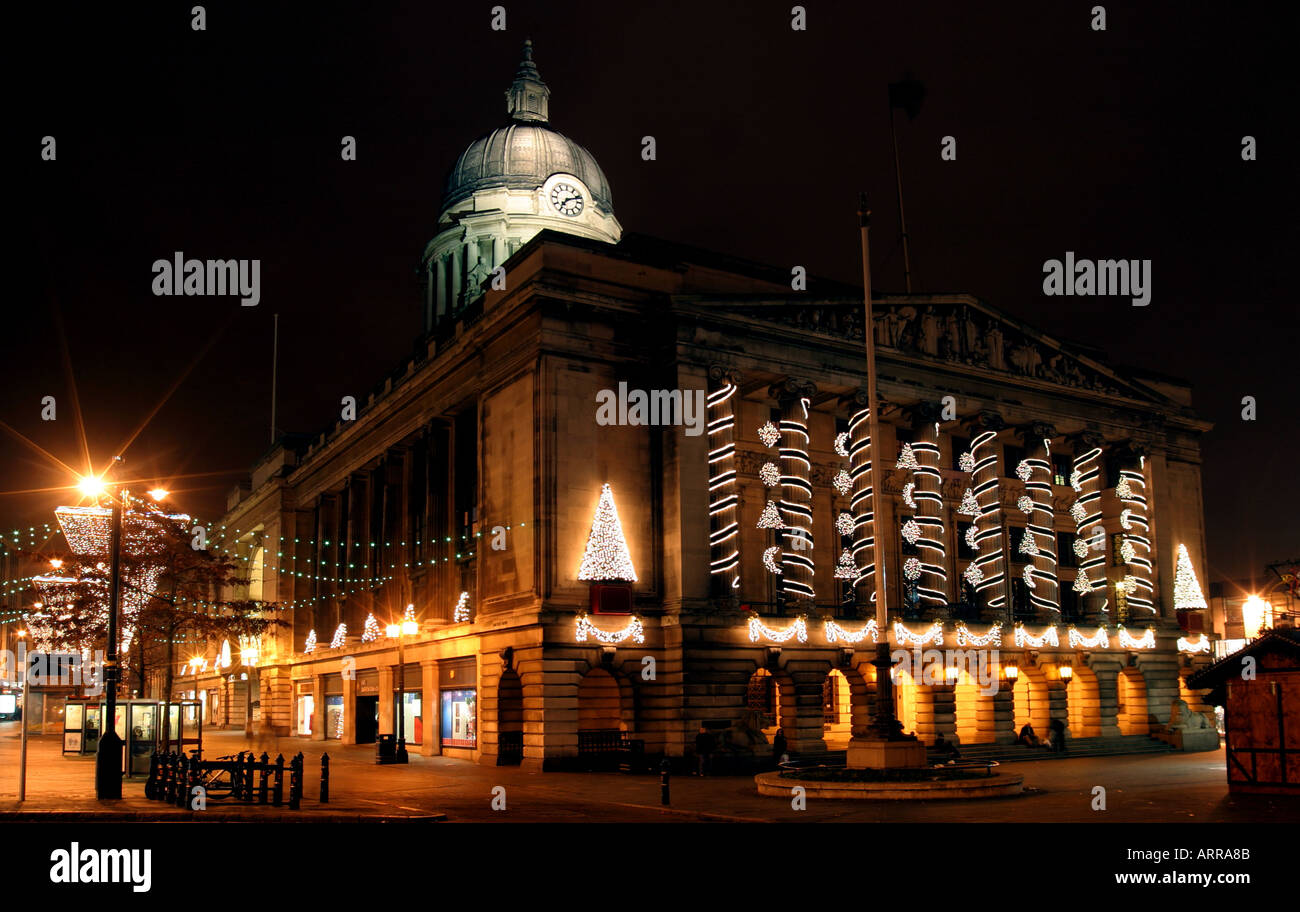 Nottingham s Council House decorated in Christmas lights Stock Photo ...