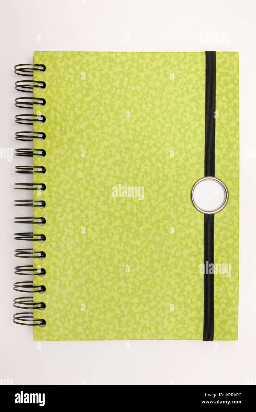 Blank spiral design notebook ready for writing Stock Photo - Alamy