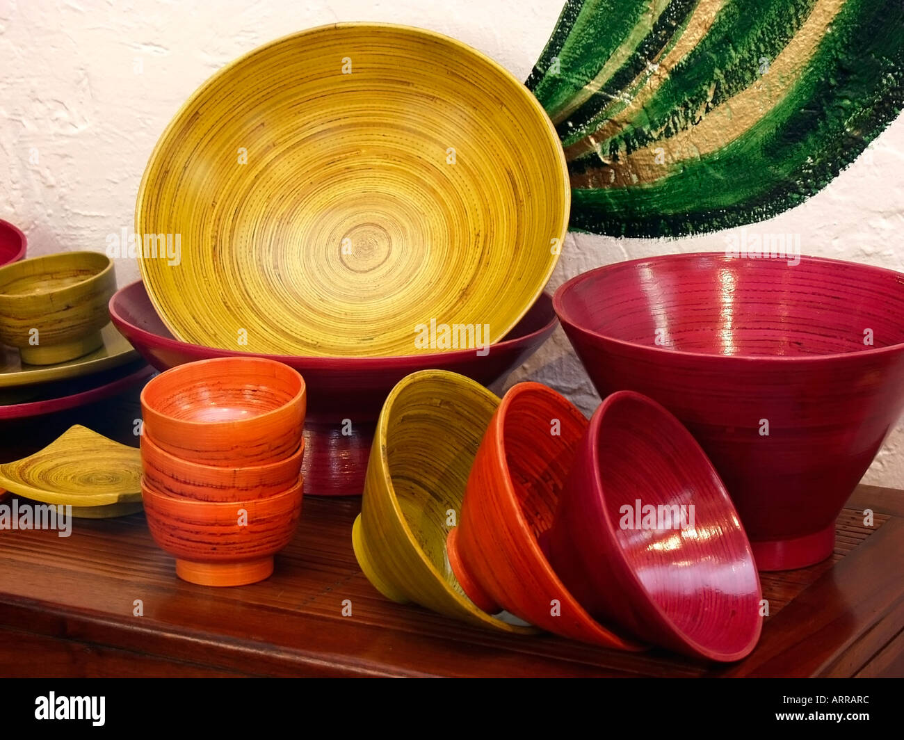 Modern Ceramics potters designs with red and yellow colors Stock Photo ...