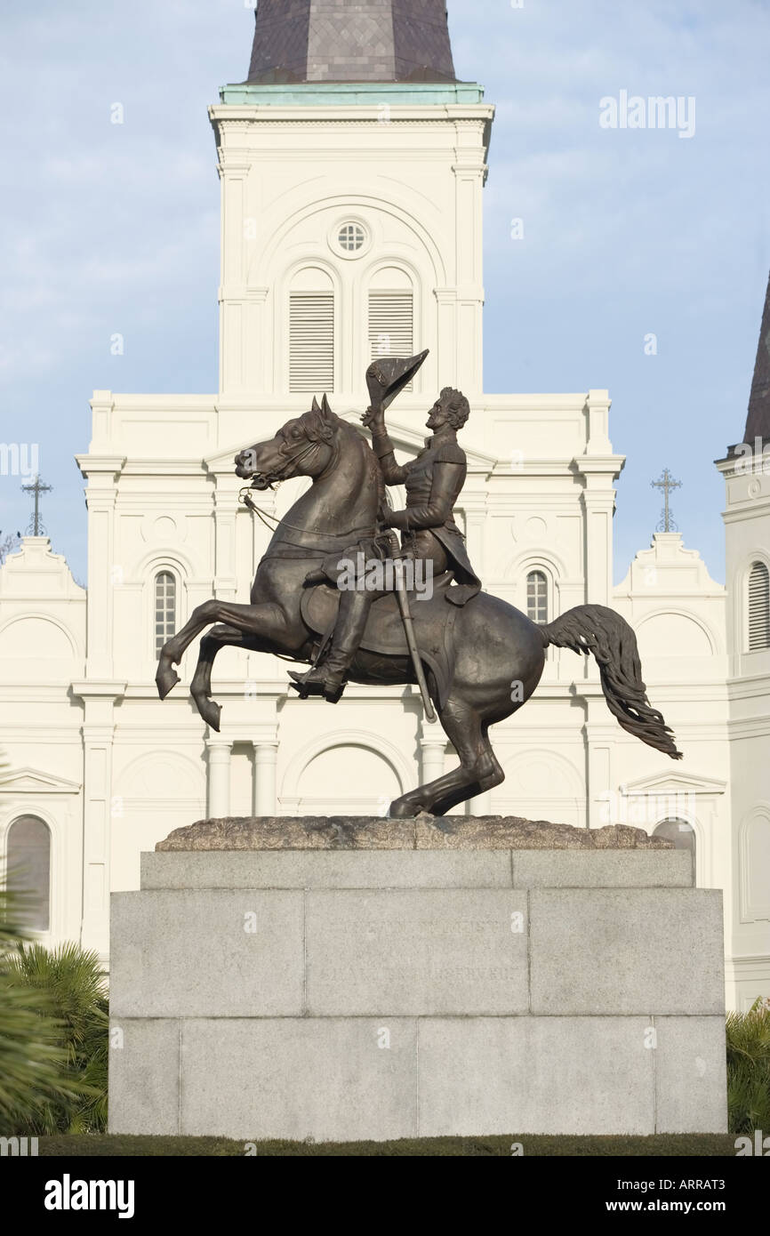 Statue of Andrew Jackson, hero of Battle of New Orleans Jackson Square ...