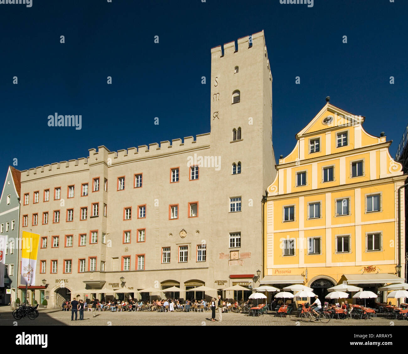 REGENSBURG Haidplatz centrum city town place Goldenes Kreuz golden ...
