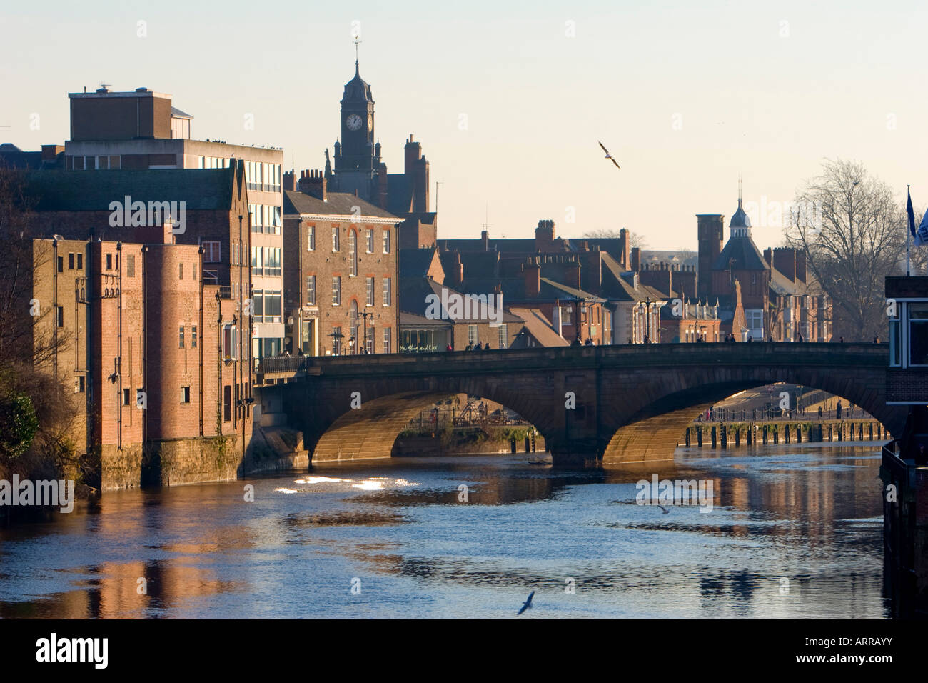 Bridge street bridge over the river Ouse in York North Yorksire England ...