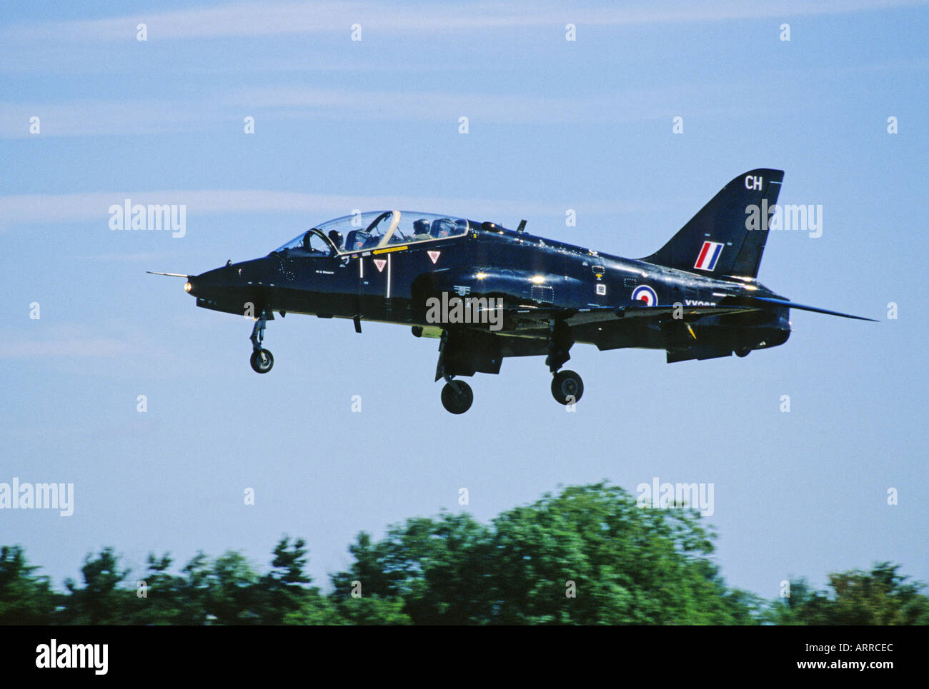 RAF Hawk T.1A trainer aircraft landing Stock Photo - Alamy