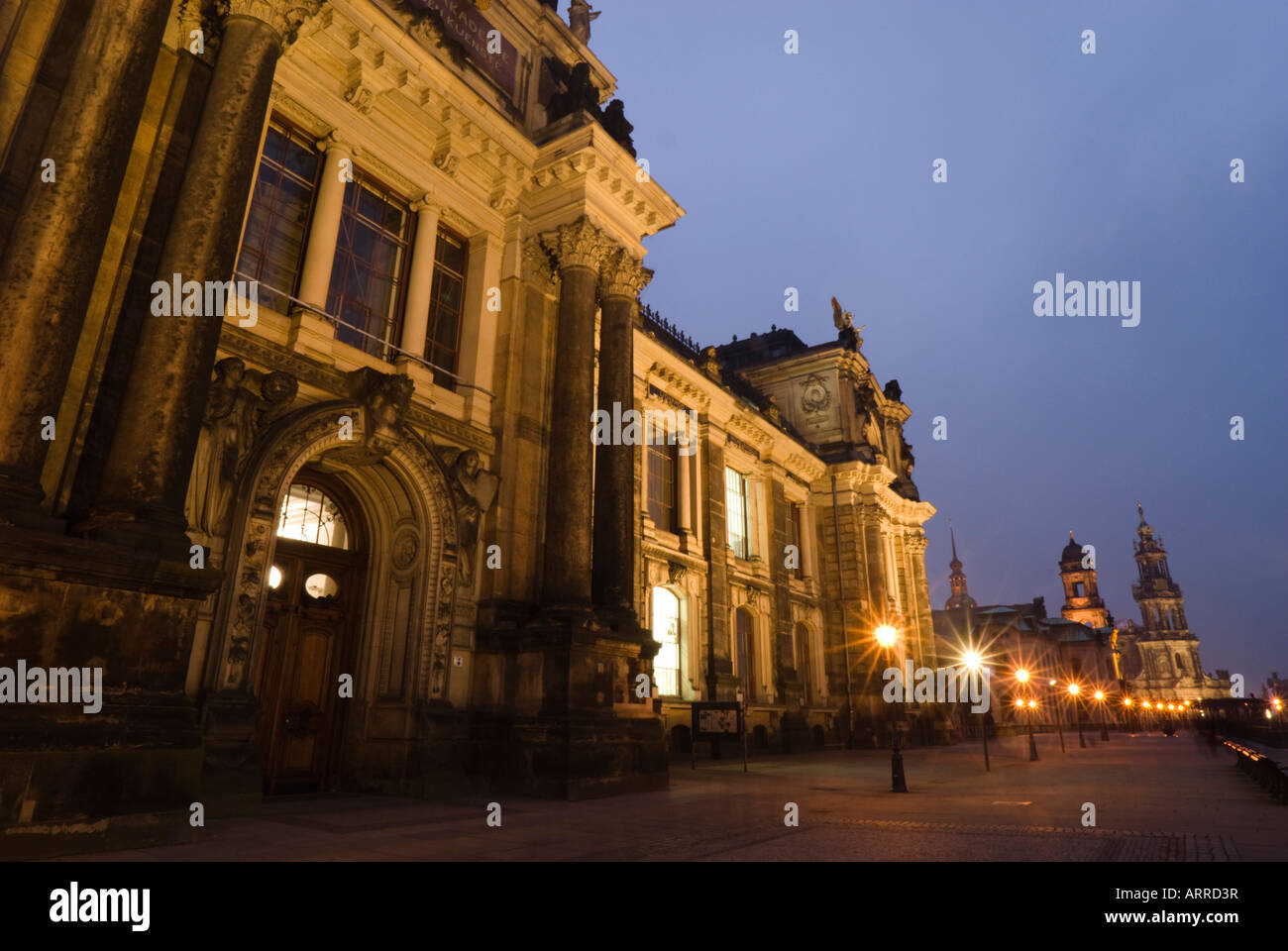 Bruhl Terrace at night. Dresden, Germany Stock Photo - Alamy