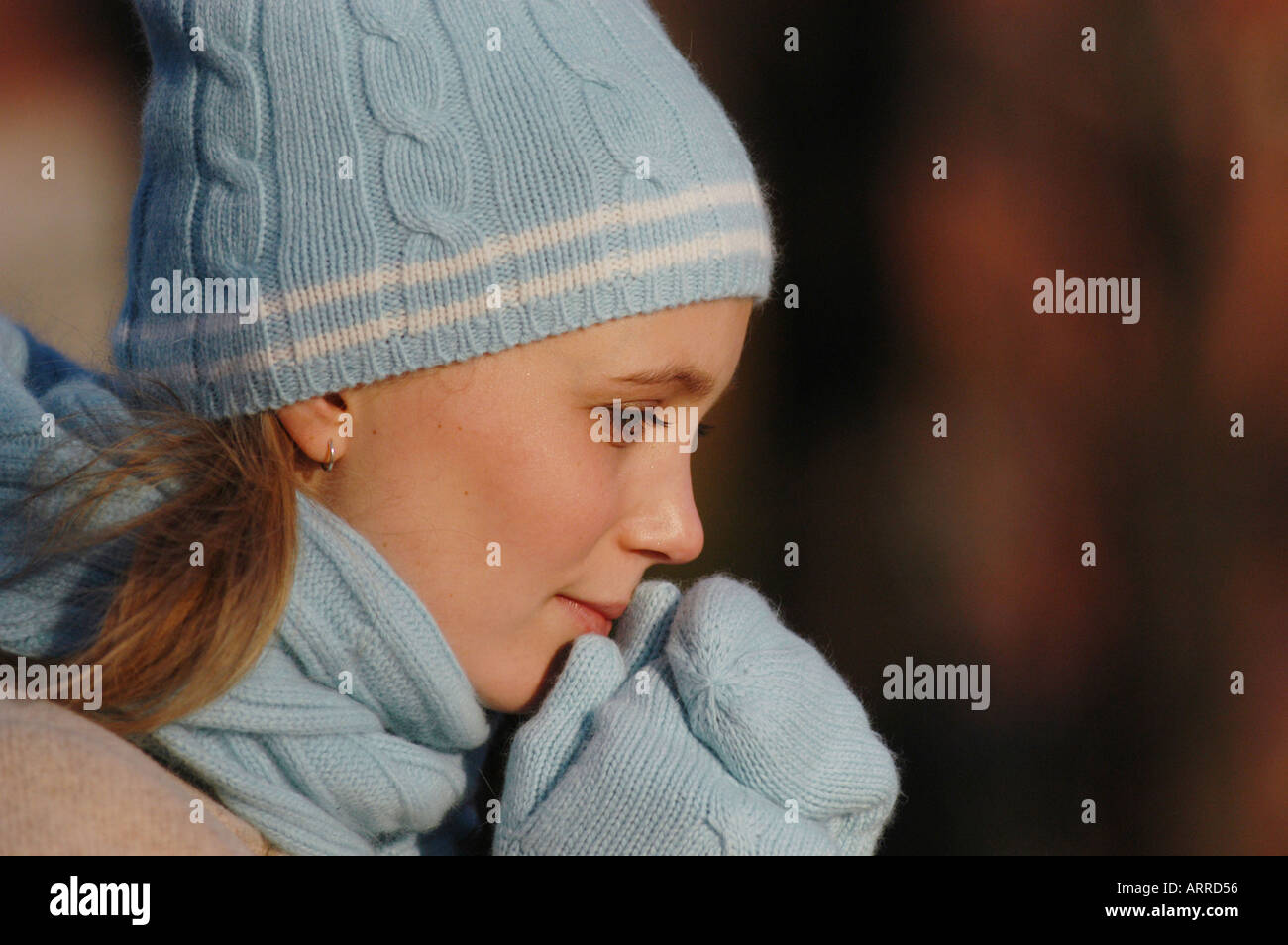 Woman being cold Stock Photo - Alamy
