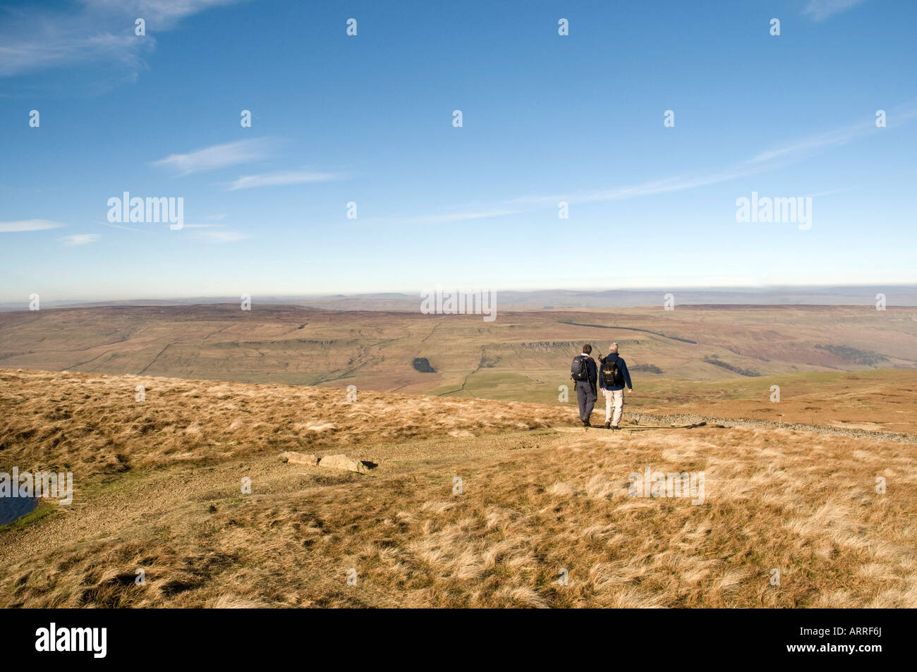 Walkers On Buckden Pike, Upper Wharfedale, Nr Buckden, Yorkshire Dales ...