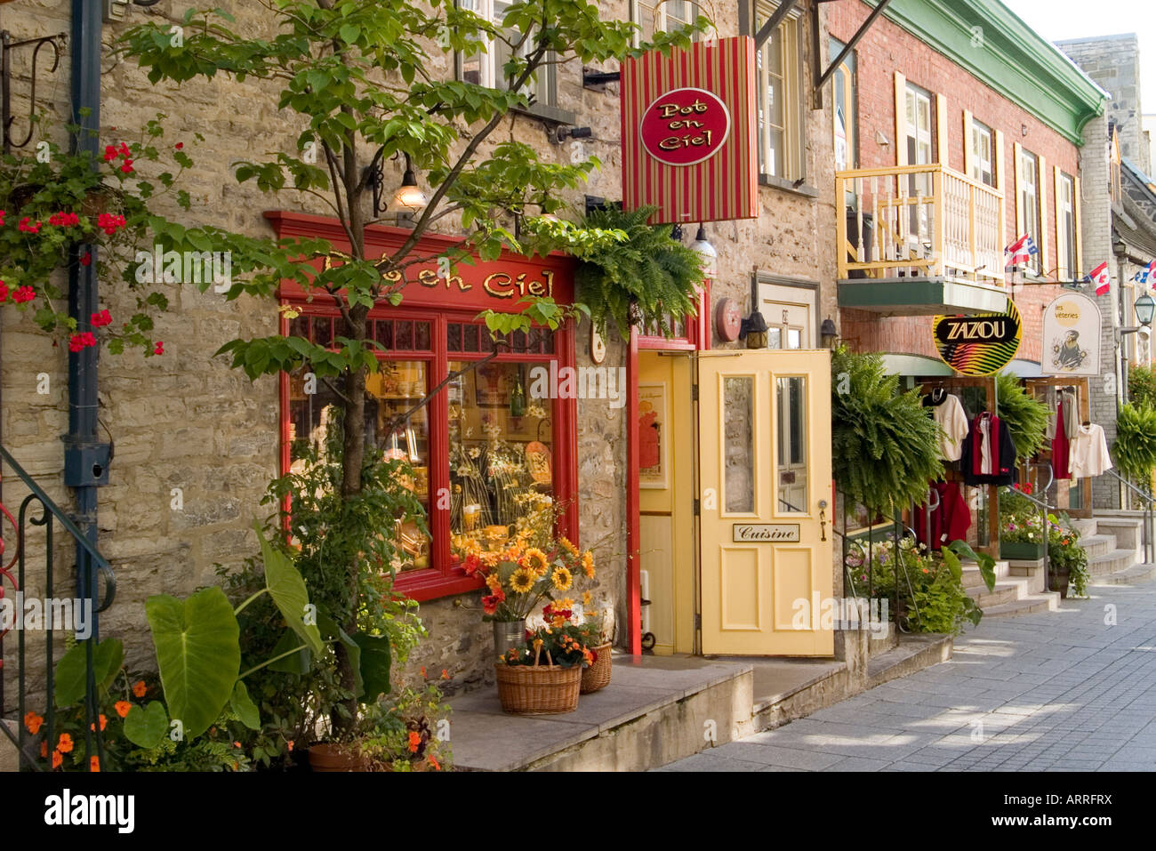 Souvenir shops along Rue du Petit Champlain in the Historic Lower Town ...