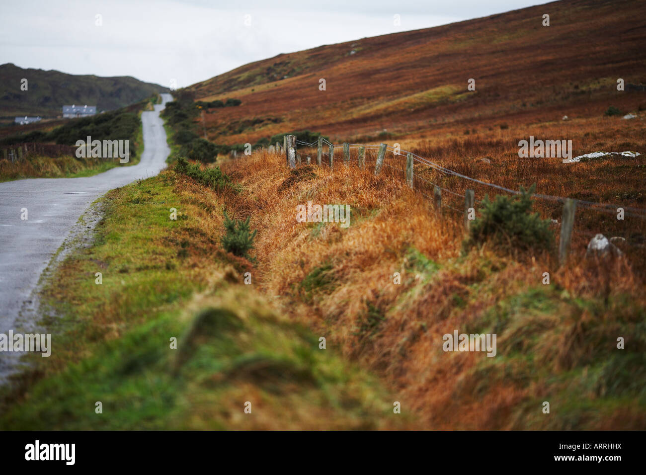 Long Road with Water Drainage Ditch in Rural Inishowen Peninsula ...
