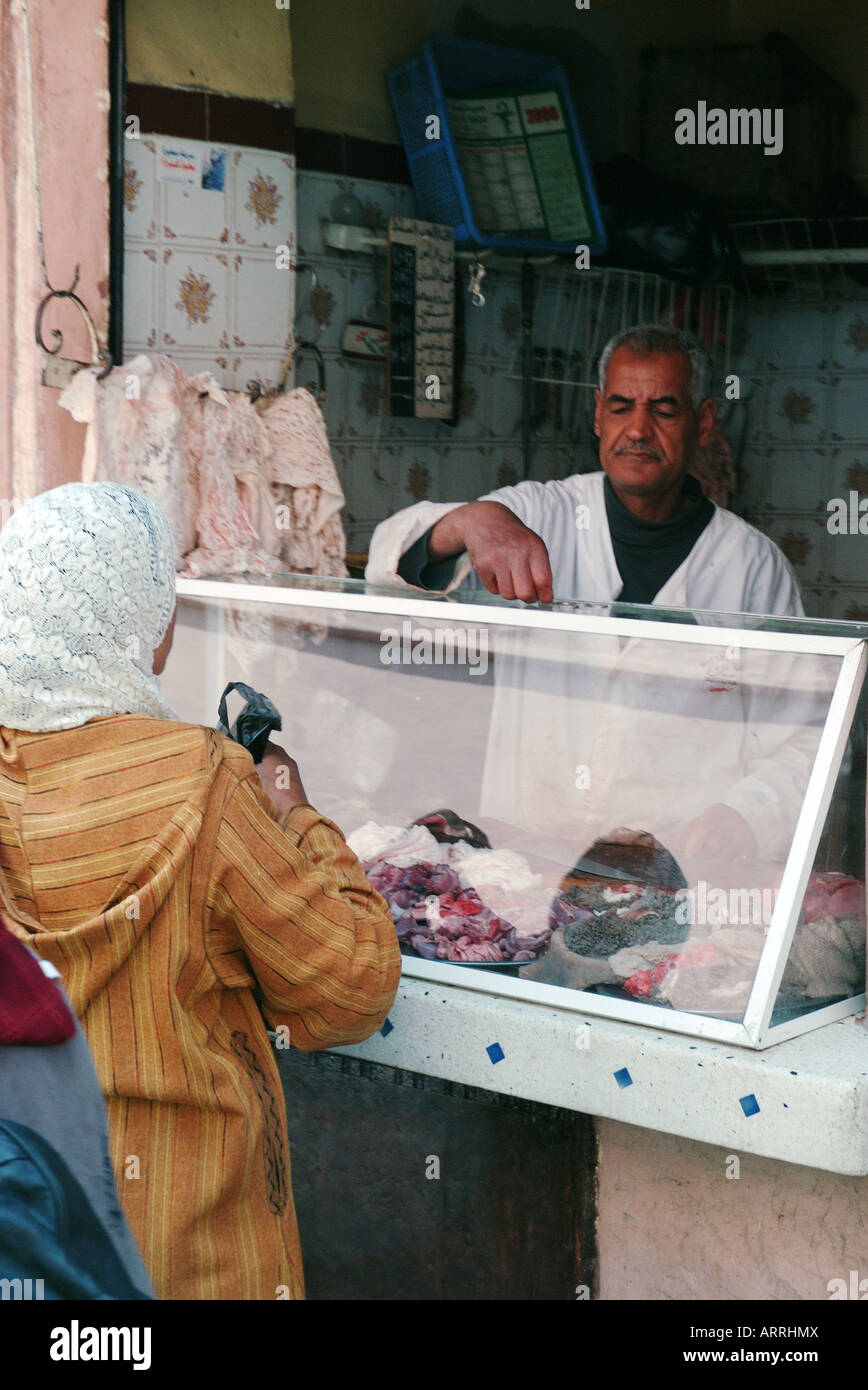 Marrakech Morocco Street Scene Market Meat Sale Stock Photo - Alamy