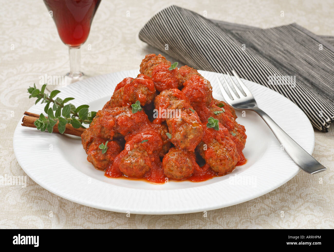 Dish of meatballs in tomato sauce Stock Photo - Alamy