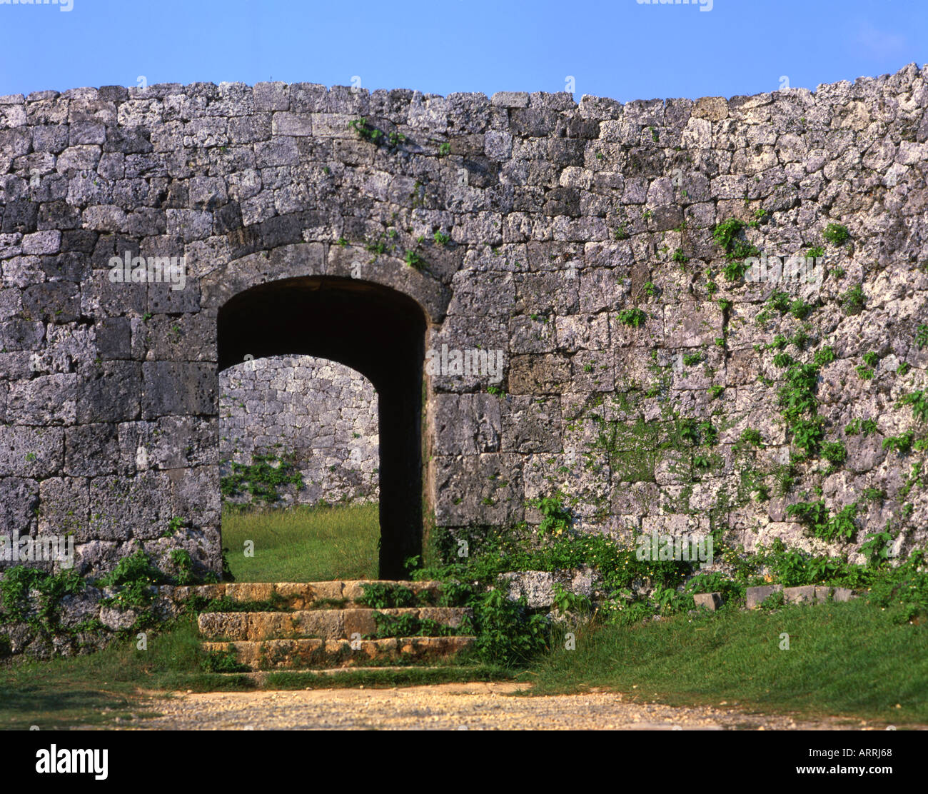 Zakimi Castle, Okinawa, Japan. The ruins are classed as a UNESCO World ...