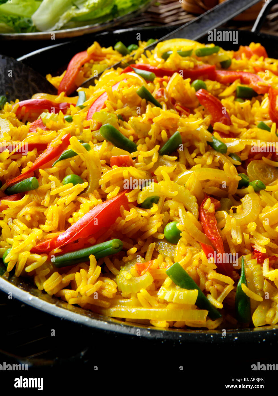 Spanish Vegetable Paella vegetarian editorial food Stock Photo - Alamy