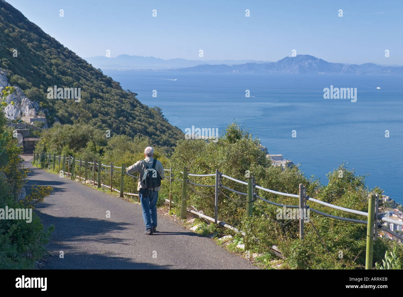 View from Gibraltar across Algeciras bay to Morocco Stock Photo - Alamy