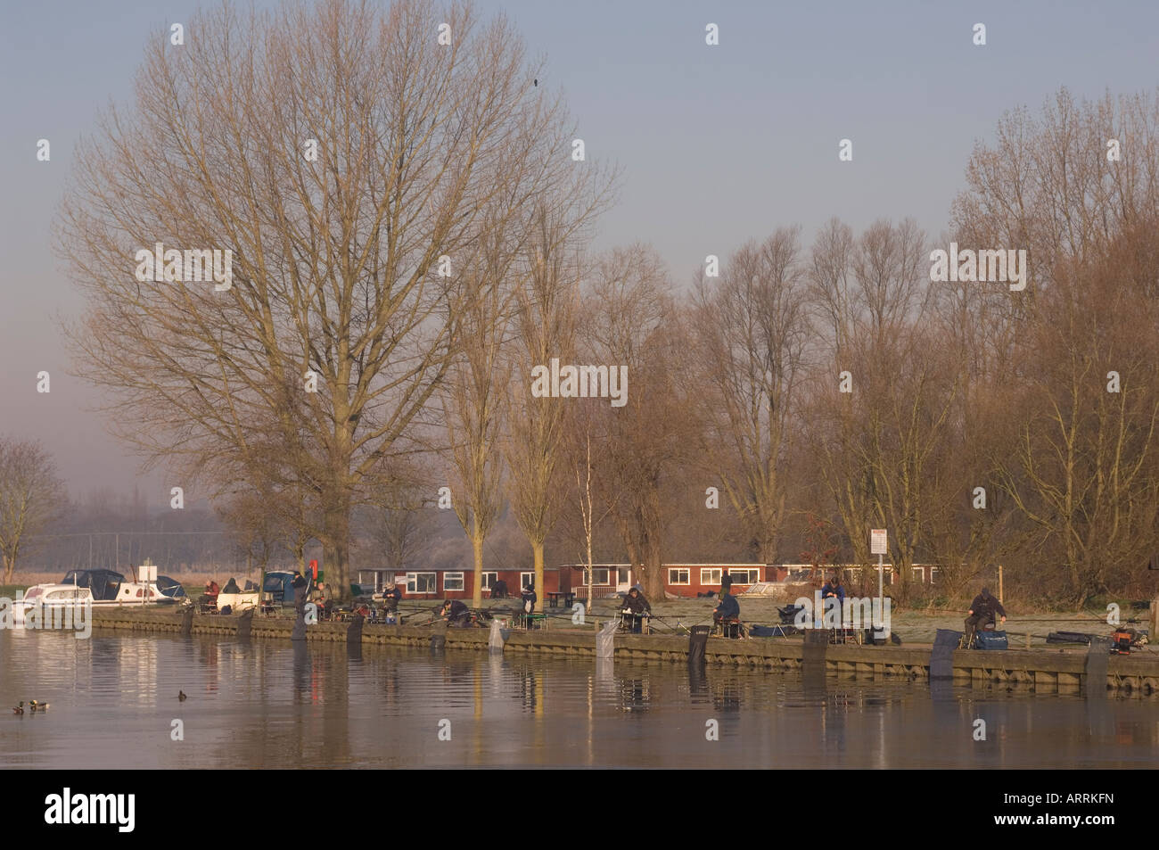 Fishing Match At Beccles Quay In Winter in the uk Stock Photo - Alamy