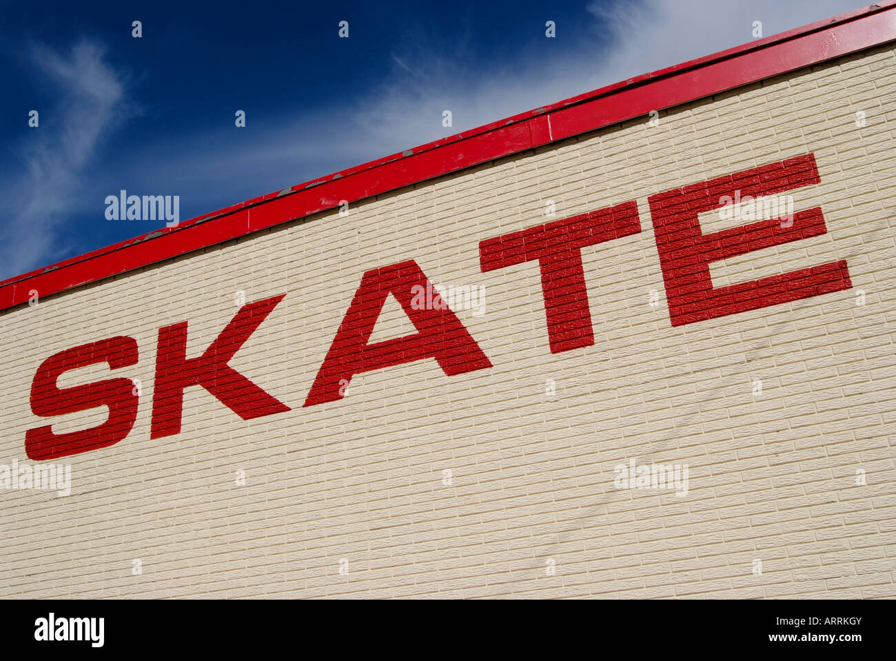 Skate rink painted sign Stock Photo - Alamy