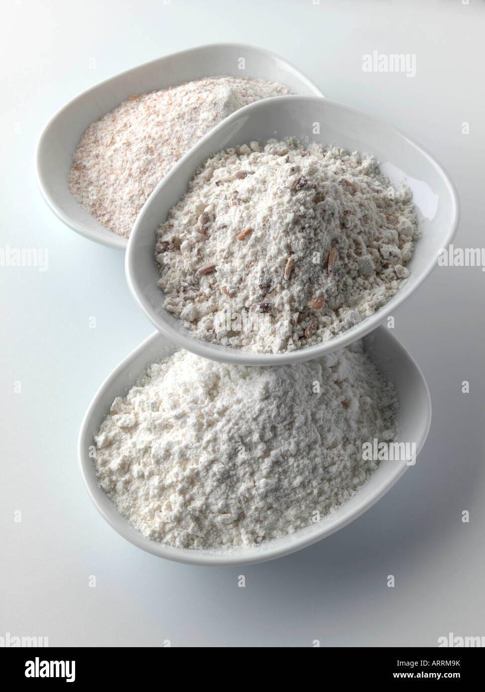 Wholemeal white and granary flour ingredients editorial food Stock ...