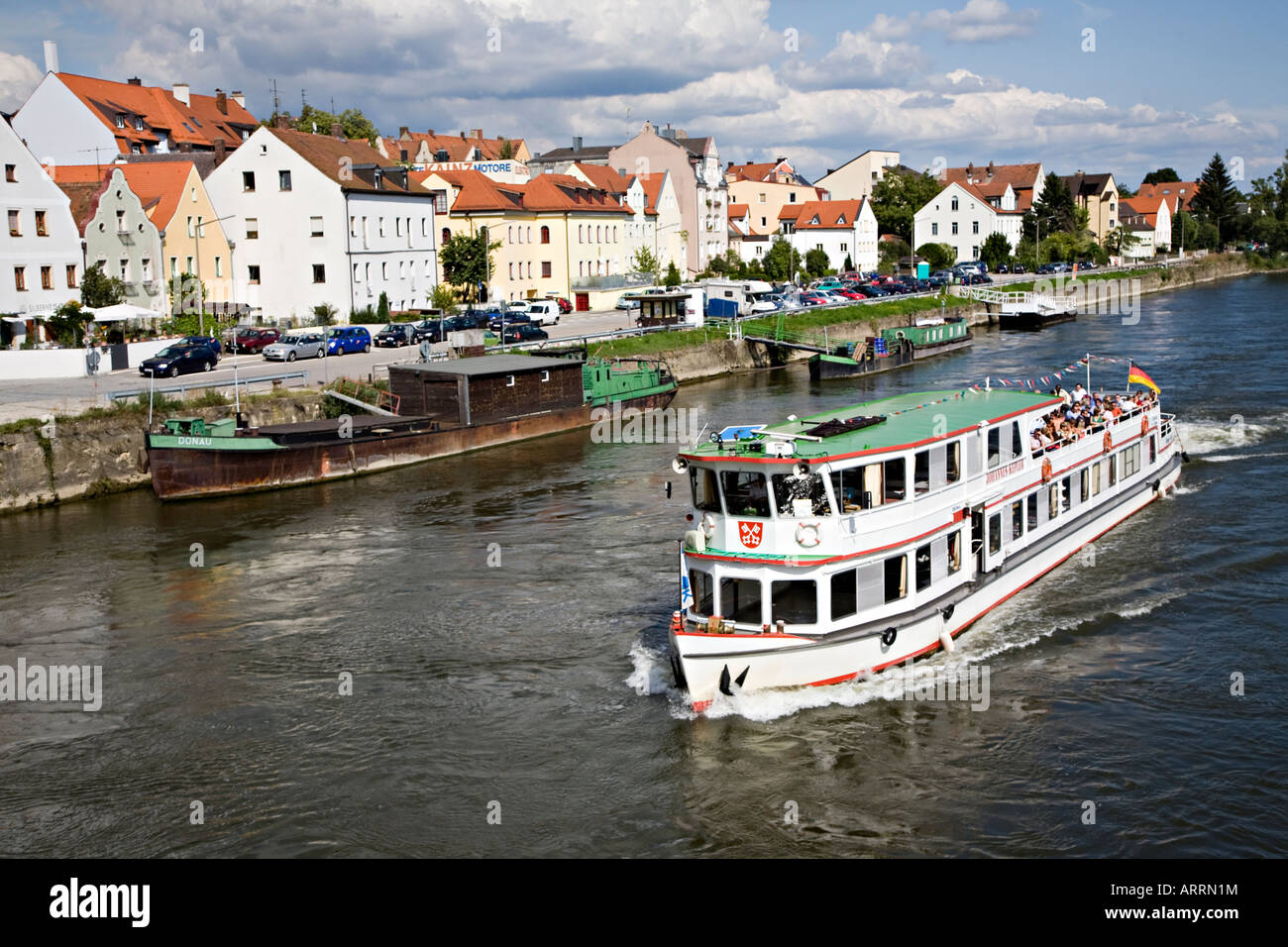Cruise boat on river Danube at Regensburg Germany Stock Photo - Alamy