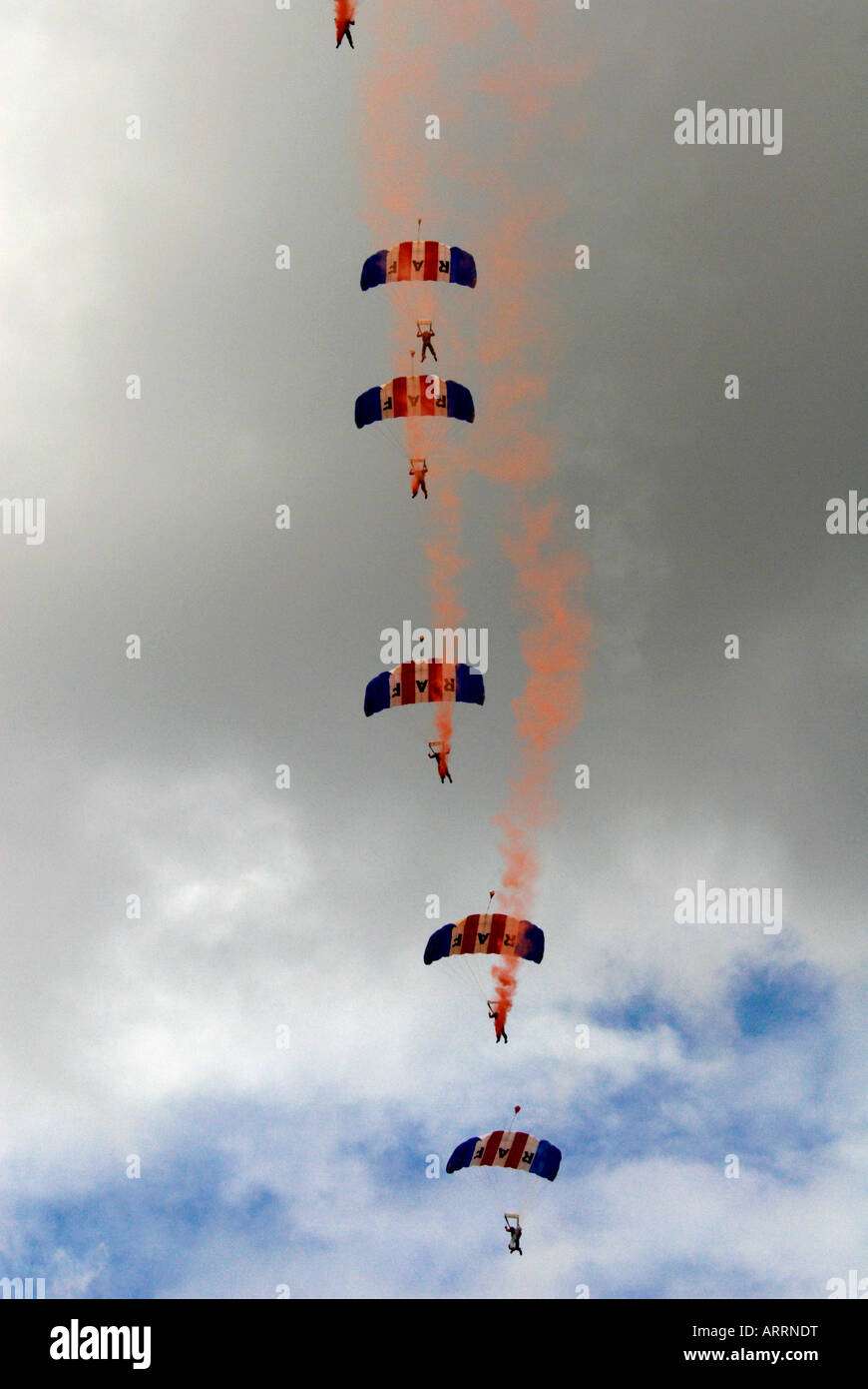 RAF Falcon Parachute display team Farnborough Air Show 2006 Stock Photo ...