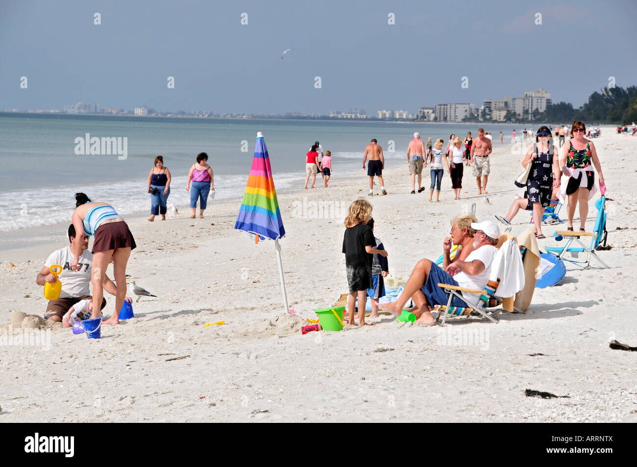 Beach activity and scene at Bonita Springs Beach Florida FL Stock Photo ...