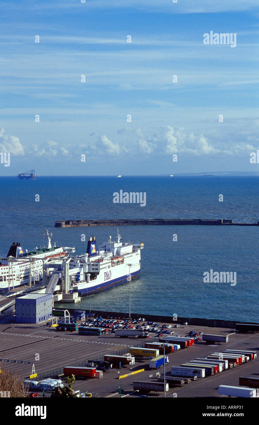 The port of Dover looking across The Channel to the coast of France ...
