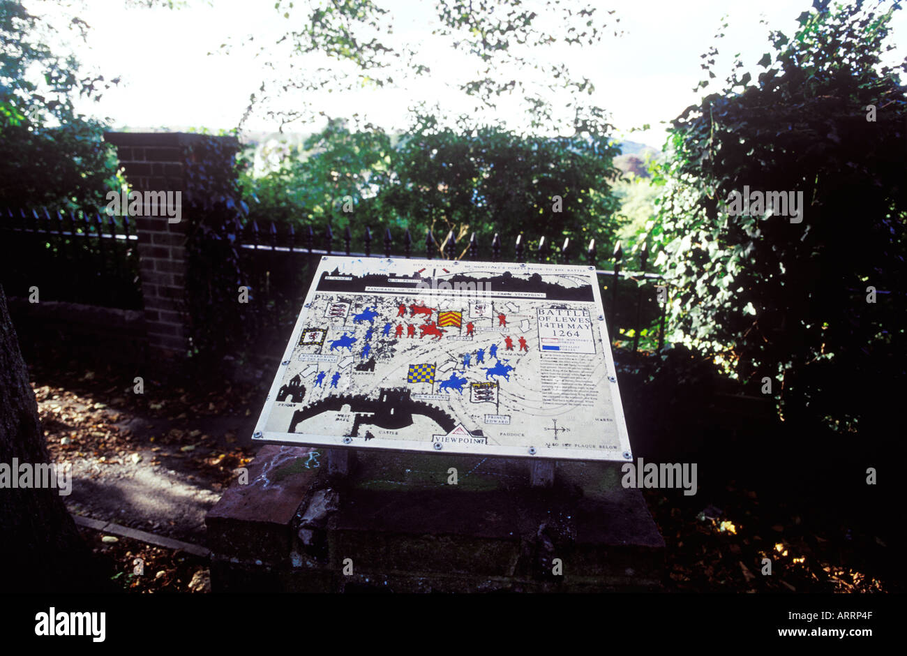 Battle plan map of the battle of Lewes in 1264 near the castle in Lewes ...