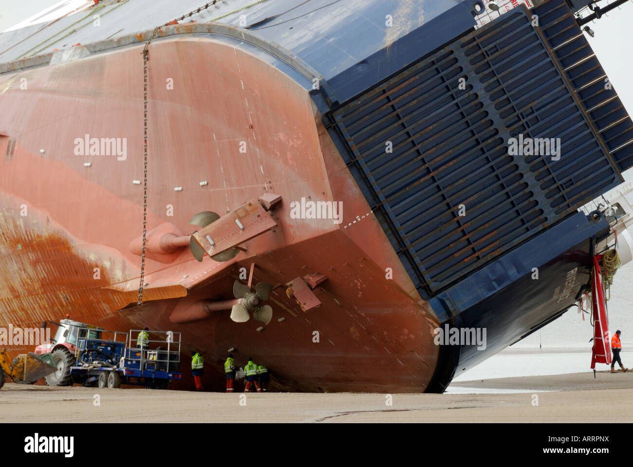 The stricken ferry Riverdance that was beached off the Blackpool coast ...