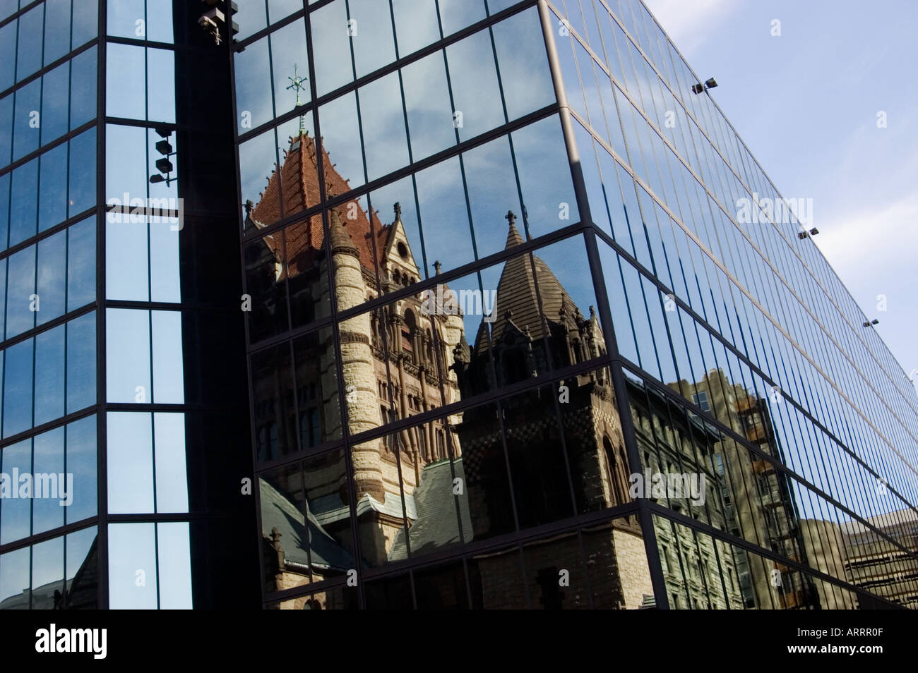 Boston Hancock Building reflecting Trinity Church Stock Photo - Alamy