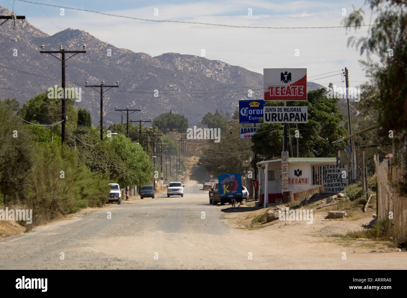 Small Mexican Town's Main Street, Baja California Stock Photo - Alamy