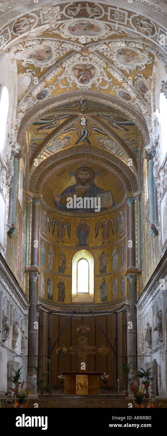 Interior of Cefalu cathedral Sicily Italy founded in 1131 AD Stock ...