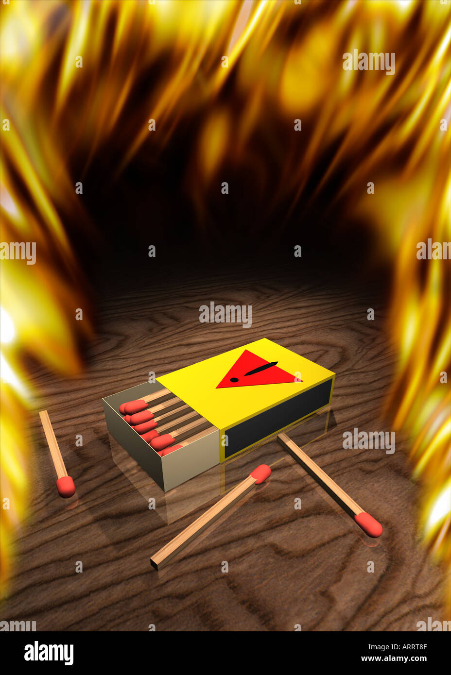 Matchbox 3D and fire Stock Photo - Alamy